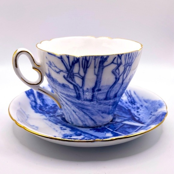 Vintage | Dining | 93s Shelley English Bone China Cup And Saucer Blue ...